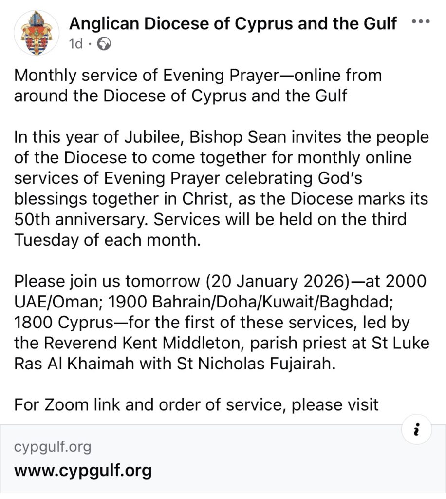 Diocesan Monthly Prayer Meetings | St Andrew's Church, Kyrenia